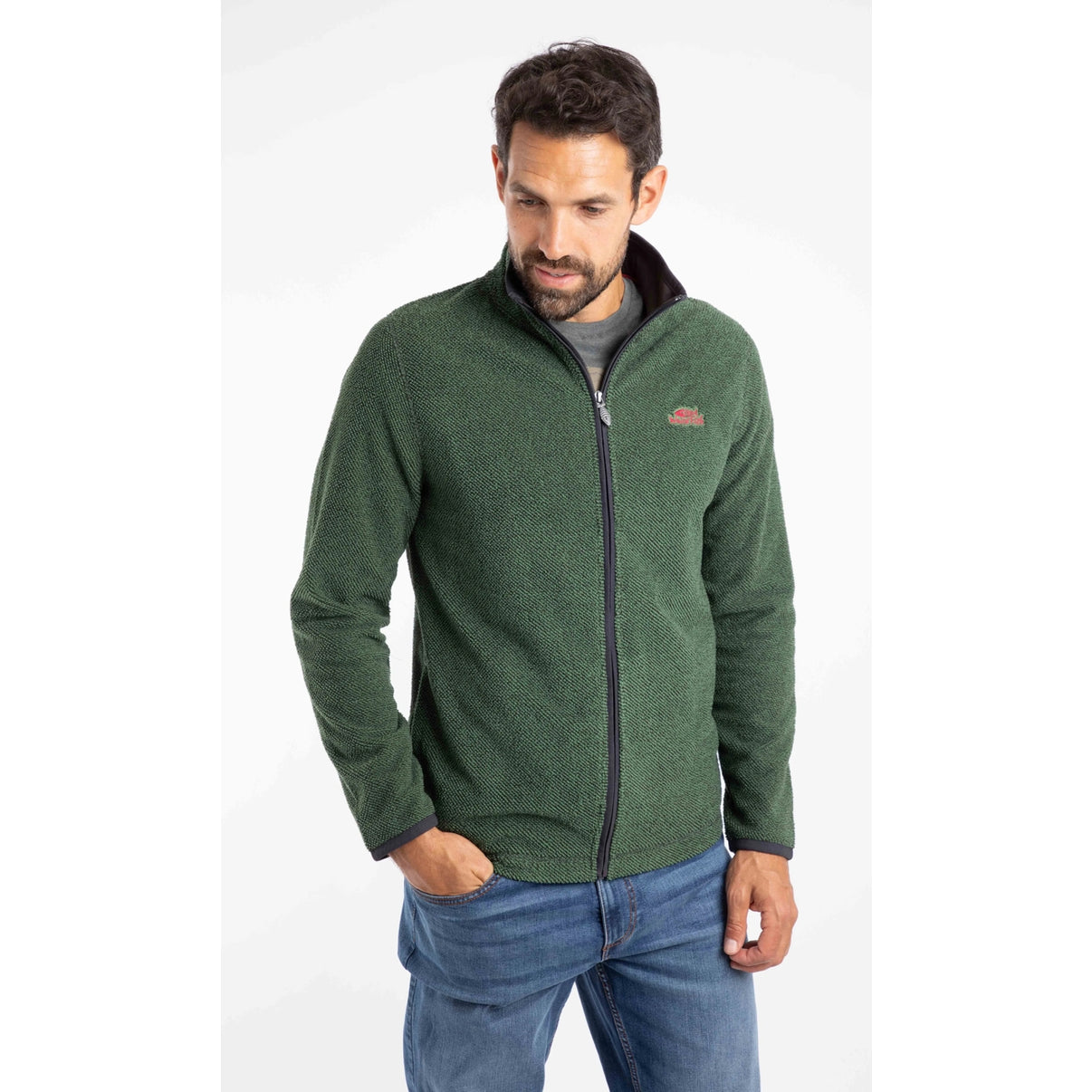 Weird Fish Mens Merrill Full Zip Textured Fleece Shaded Spruce Green ...
