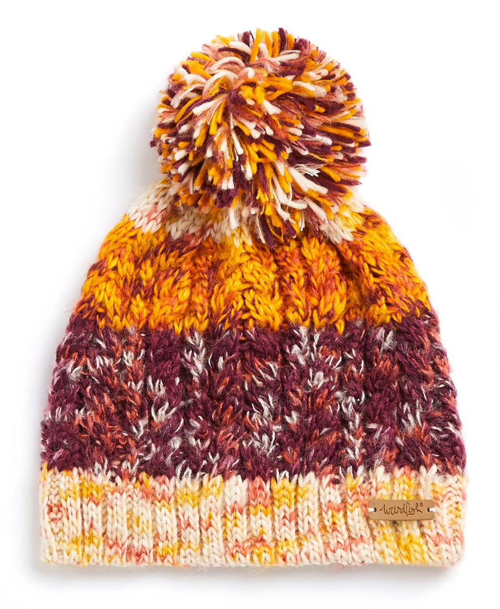 Weird Fish 'Lupin' Cable Knit Bobble Hat - Burgundy – Salt Cellar Clothing
